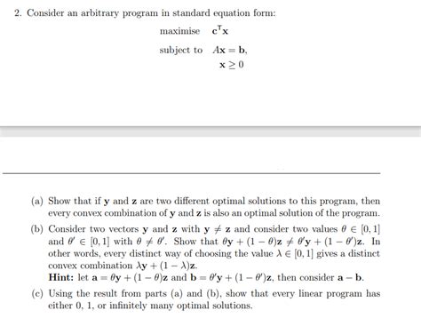 Solved 2 Consider An Arbitrary Program In Standard Equation