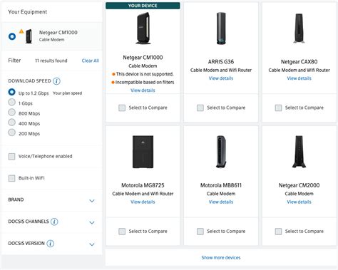 solved xfinity cm1000 compatibility netgear communities