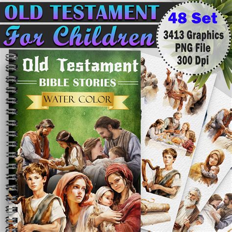 48 Bible Stories Old Testament Bundle Watercolor Christian Story For