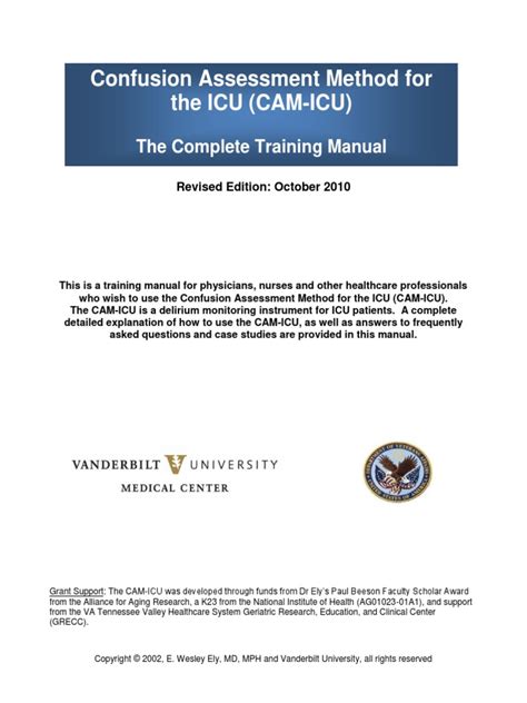 Confusion Assessment Method For The Icu Cam Icu The Complete