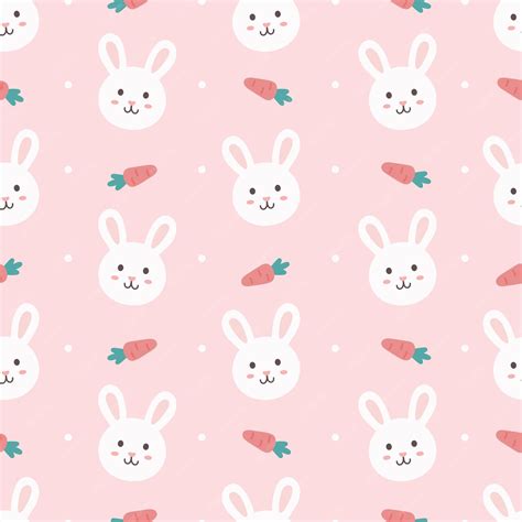 Premium Vector Cute Rabbit With Carrot Seamless Pattern Pink