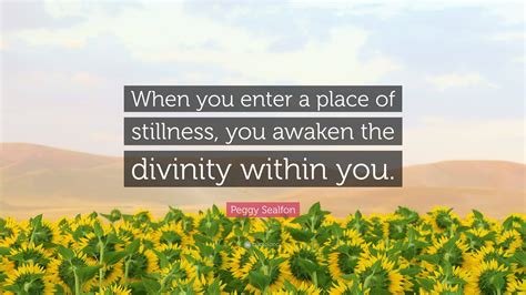 Peggy Sealfon Quote When You Enter A Place Of Stillness You Awaken
