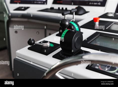Azimuth Thruster Control Levers Equipment Of A Tug Boat Control Panel