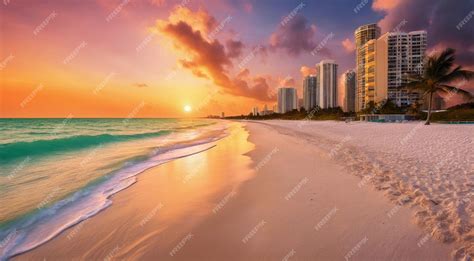 Premium Photo Sunset At The Miami Beach Miami Beach Scene Fantastic