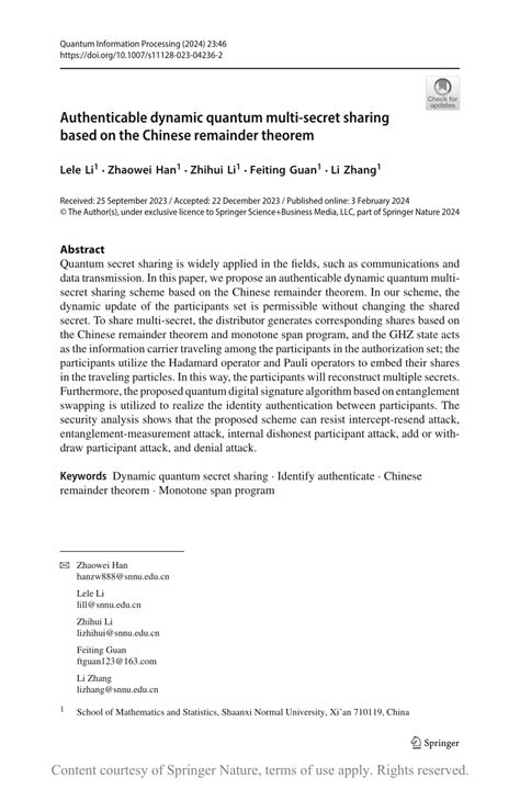 Authenticable Dynamic Quantum Multi Secret Sharing Based On The Chinese