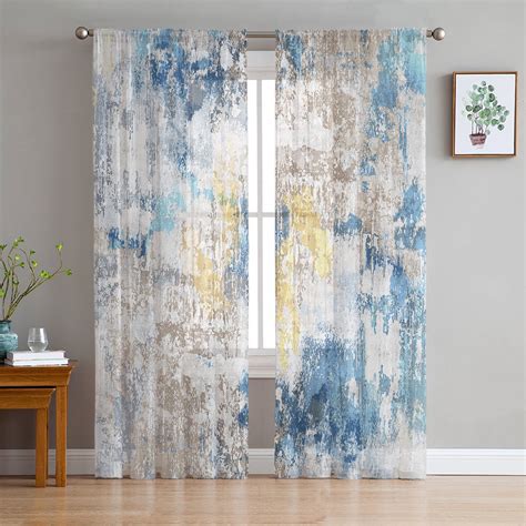 Abstract Texture Tulle In Sheer Curtains For Living Room Bedroom
