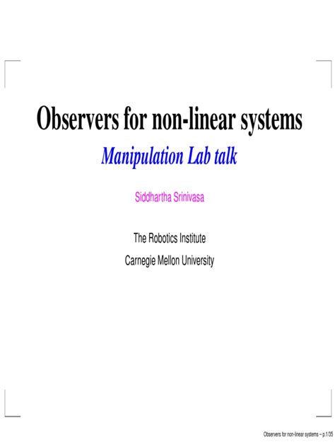 Observers For Non Linear Systems Pdf Nonlinear System