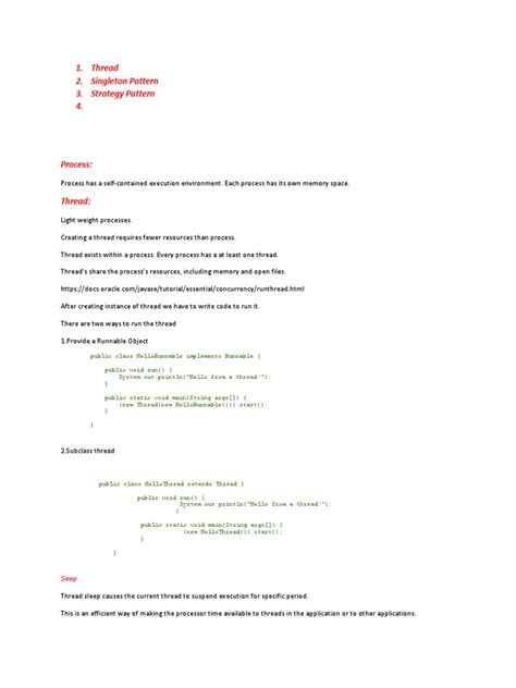 Thread 2 Singleton Pattern 3 Strategy Pattern 4 Sleep Pdf Constructor Object Oriented