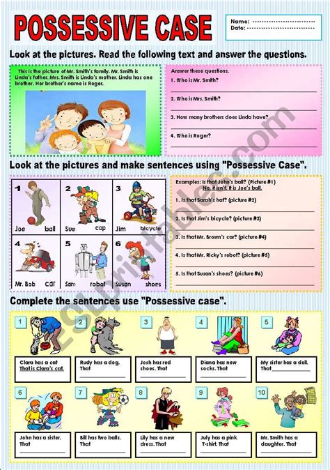 Possessive Case Esl Worksheet By Ayrin
