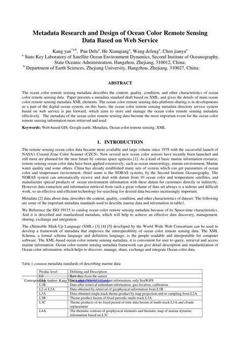 Pdf Metadata Research And Design Of Ocean Color Remote Sensing Data Based On Web Service