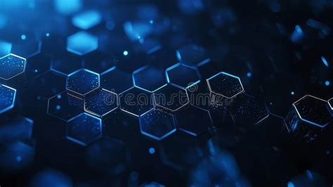 Abstract Blue Hexagonal Geometric Pattern With Glowing Effect Ideal For