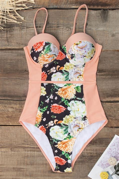 Peachy Floral Molded Cup One Piece Swimsuit