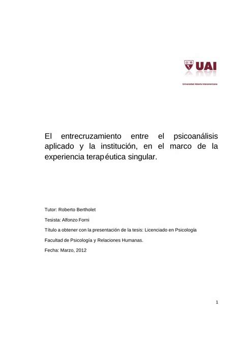 Pdf El Entrecruzamiento Entre El Psicoanálisis Aplicado Y La