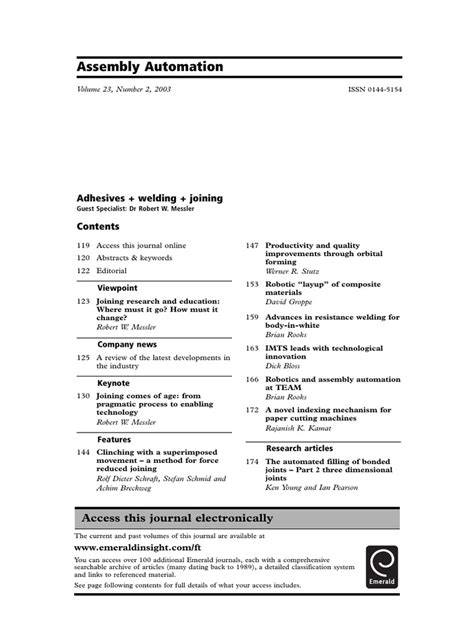 Journal Assembly Automation Volume 23 Number 2 2003 Pdf