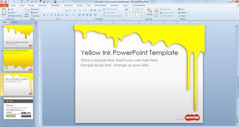 Free Yellow Ink PowerPoint Template Presentation Slides