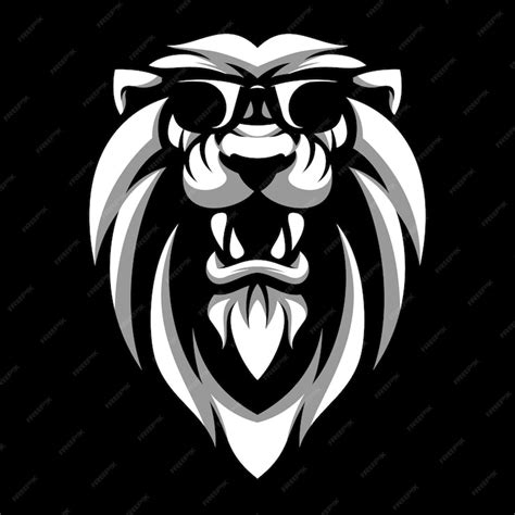 Premium Vector Lion Sunglass Black And White Mascot Design
