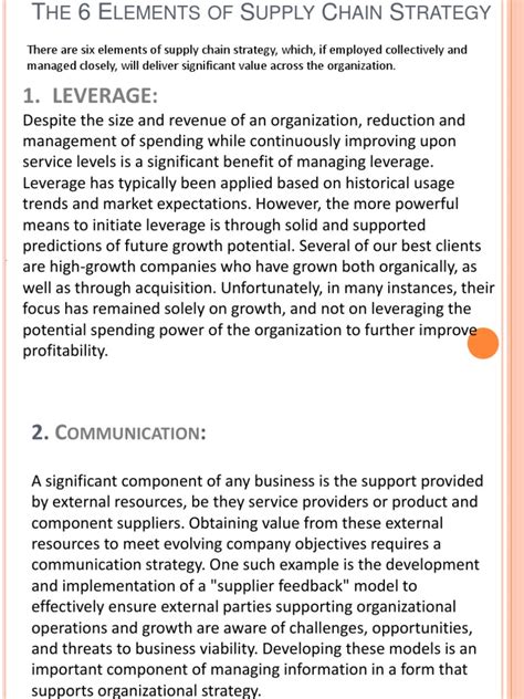 Elements Of Scm Pdf Supply Chain Strategic Management
