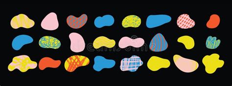 Abstract Vector Freeform Shapes Collection With Grunge Texture Doodle Design Elements Stock