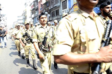 Cisf Personnel Conducting Flag March