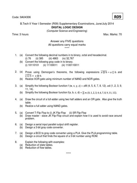 9a04306 Digital Logic Design3 Pdf