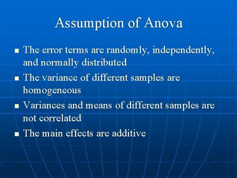 Assumption And Data Transformation Assumption Of Anova N