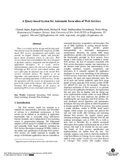 Pdf A Query Based System For Automatic Invocation Of Web Services