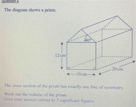 Solved Question 6 The Diagram Shows A Prism The Cross Section Of The