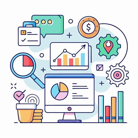 Business Data Analytics And Strategy With Desktop Charts Graphs And Icons Premium Ai Generated