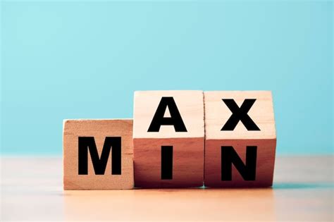 Premium Photo Flipping Of Wooden Block Cube From Min To Max On Blue Background For Maximum And