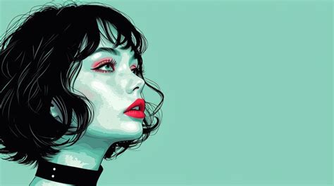 Premium Photo Digital Art Of A Woman With A Bob Cut And A Choker On A