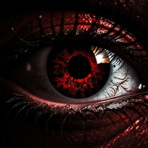 Premium Ai Image Dark Red Evil Eye Staring In The Darkness Generative Ai