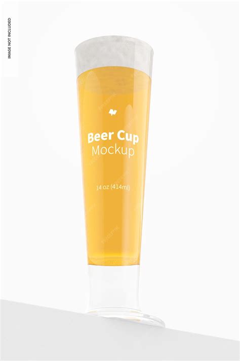 Premium Psd 14 Oz Glass Beer Cup Mockup Bottom Front View