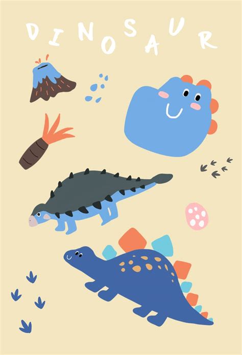 공룡 일러스트 배경화면 디자인 공룡 일러스트레이션 곰 그림