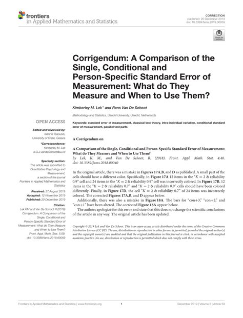 Pdf Corrigendum A Comparison Of The Single Conditional And Person