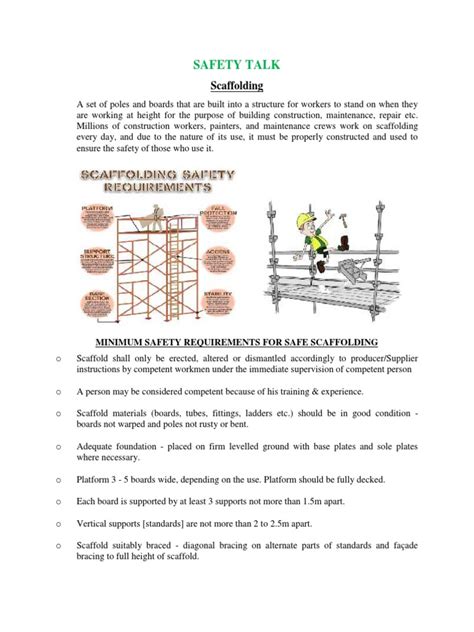 Safety Talk Scaffolding Pdf Scaffolding Equipment