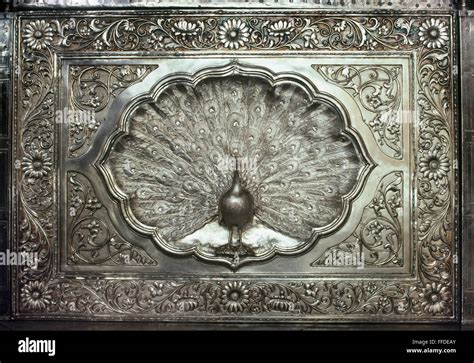 India Mysore Throne Npeacock And Floral Ornament On A Throne For A