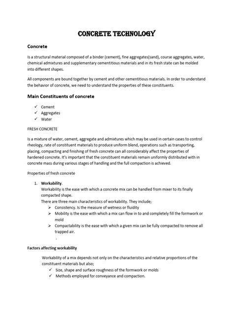Concrete Technology Pdf Concrete Cement