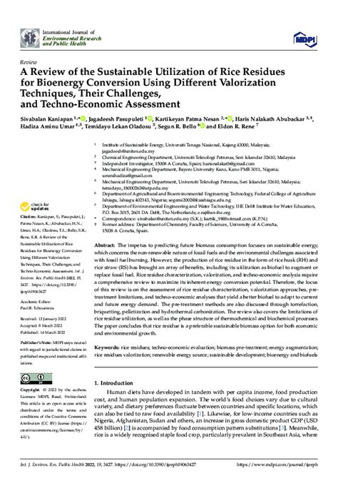 Pdf A Review Of The Sustainable Utilization Of Rice Residues For