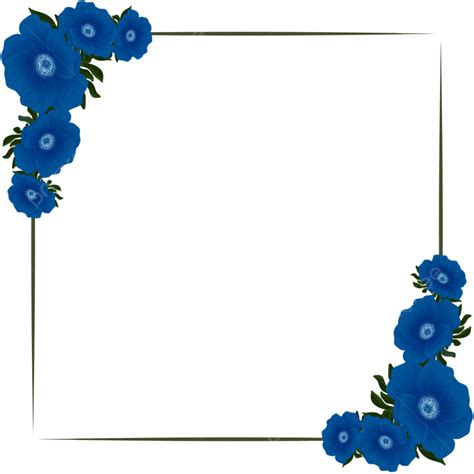 Marco Cuadrado Con Flores Azules Png Dibujos Marco Flores Decoración Png Y Psd Para Descargar