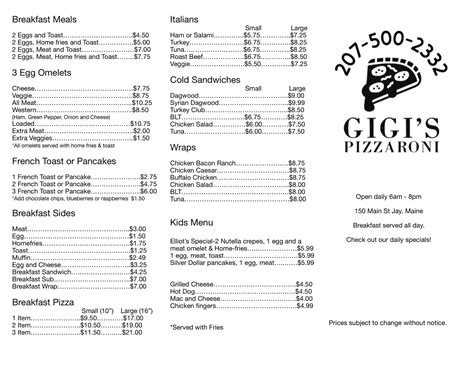 Here Is Our Updated Menu Prices Are Gigi S Pizzaroni Facebook