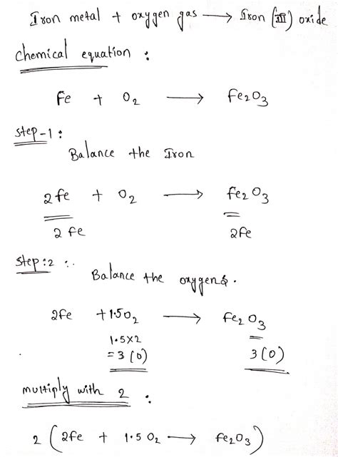 [solved] Balanced Chemical Equation Based On The Following Description Iron Course Hero