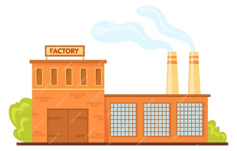Fachada De Fábrica Edificio Industrial De Dibujos Animados Fabricación De La Ciudad Vector Premium