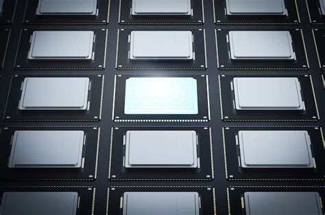 Premium Photo 3d Rendering Cpu Chips In A Row