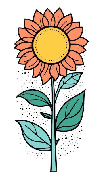 Ilustración de clip art vectorial de girasol Vector Premium