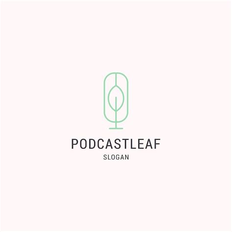 팟캐스트 잎 로고 아이콘 디자인 서식 파일 벡터 일러스트 레이 션 프리미엄 벡터