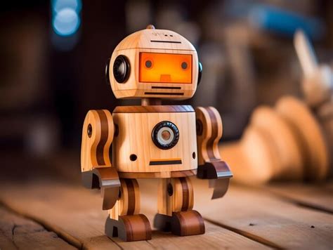 Premium Ai Image A Handcrafted Wooden Robot Toy Premium Ai Image A Handcrafted Wooden Robot Toy