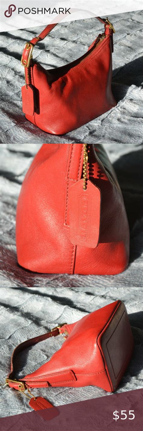 Vintage Coach Red Leather Demi Hobo Leather Red Leather Vintage Coach