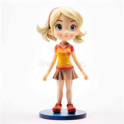 Colorful Caricature Anime Girl Figure On Table Uhd Image Stock