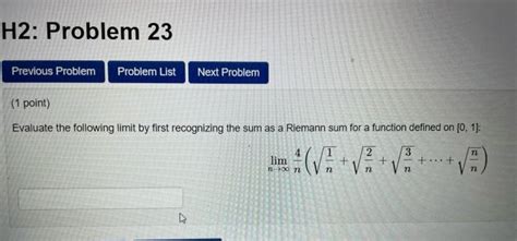 Solved Evaluate The Following Limit By First Recognizing The Chegg