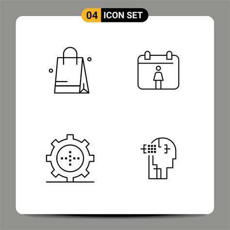 4 User Interface Line Pack Of Modern Signs And Symbols Of Handbeg Artifical Calendar Gadget Man